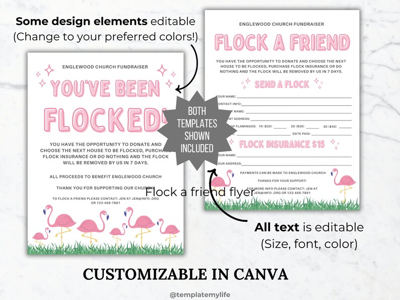 Editable Flock My Yard Flyer and Forms Bundle Flock a Friend Printable ...