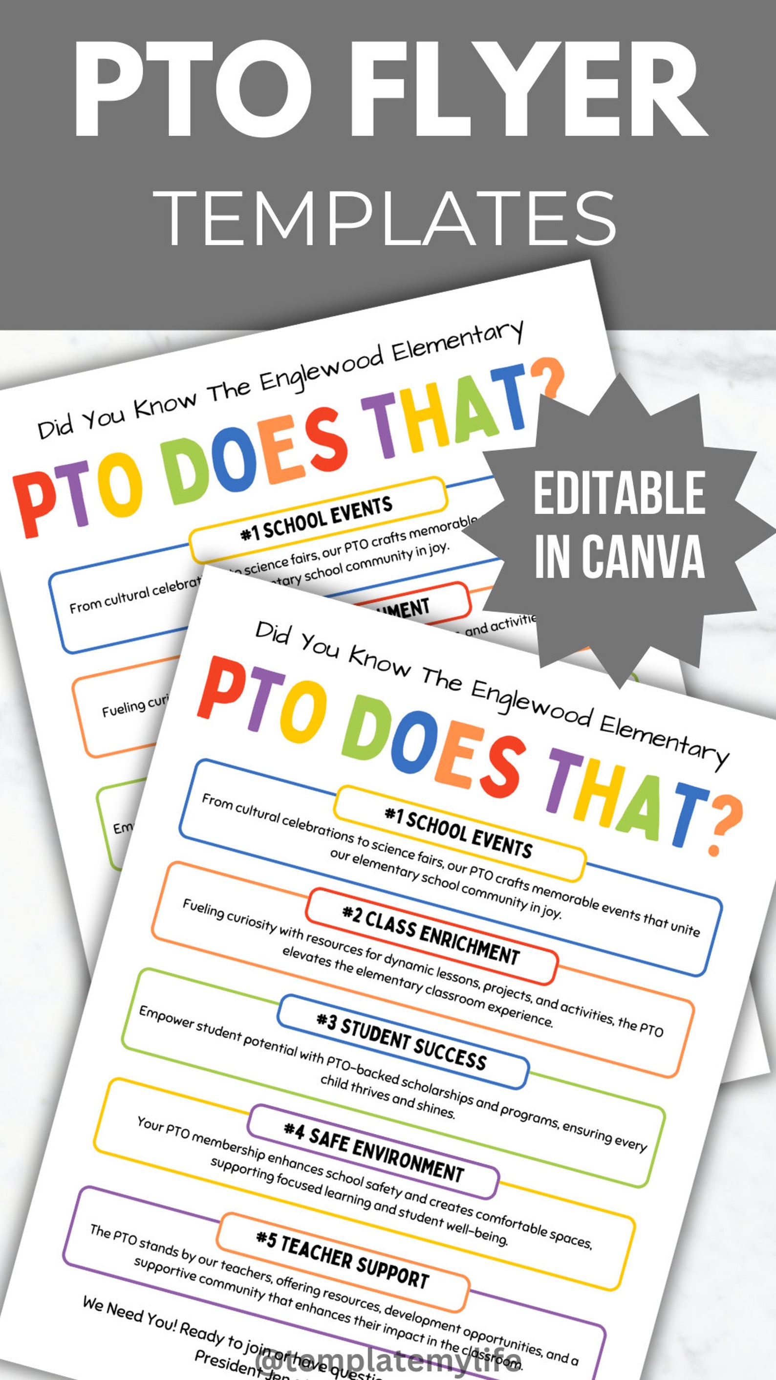 PTA Does That Flyer PTO Does That Template PTA Did You Know Handout Pto ...