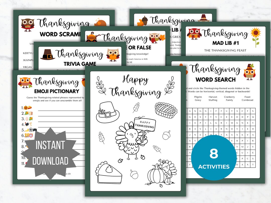 Printable Kid Thanksgiving Activity for Kid Fall Party School Activity ...