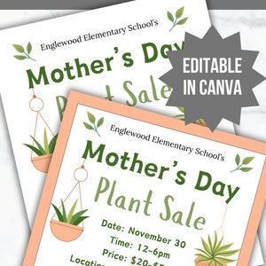 Mothers Day Fundraiser Flyer Template Plant Sale Flyer Editable Flower ...