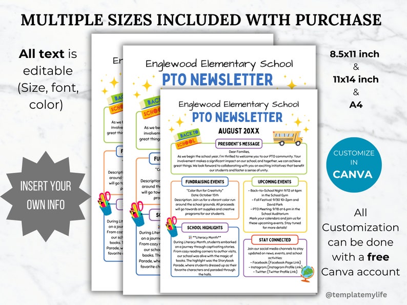 September PTA Newsletter Flyer Printable PTO Back to School Newsletter ...