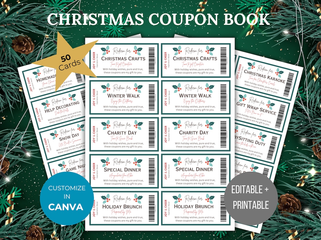 Christmas Coupon Book Couple Printable Christmas Gift Certificate ...