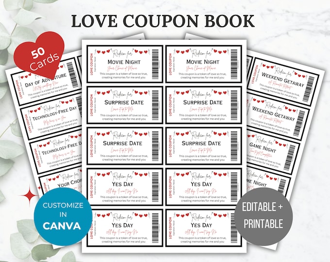 Scratch-off Love Coupons Scratch off Voucher Valentines Gift for Her ...