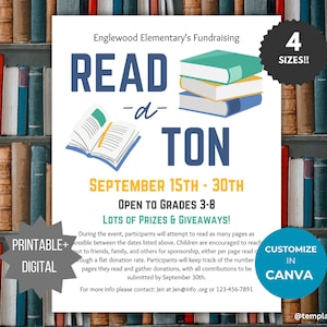 Editable Literacy Fundraiser Flyer Printable School Fundraiser Poster ...