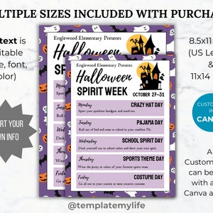 Halloween Spirit Week Flyer PTA Printable Office Spirit Flyer Template ...