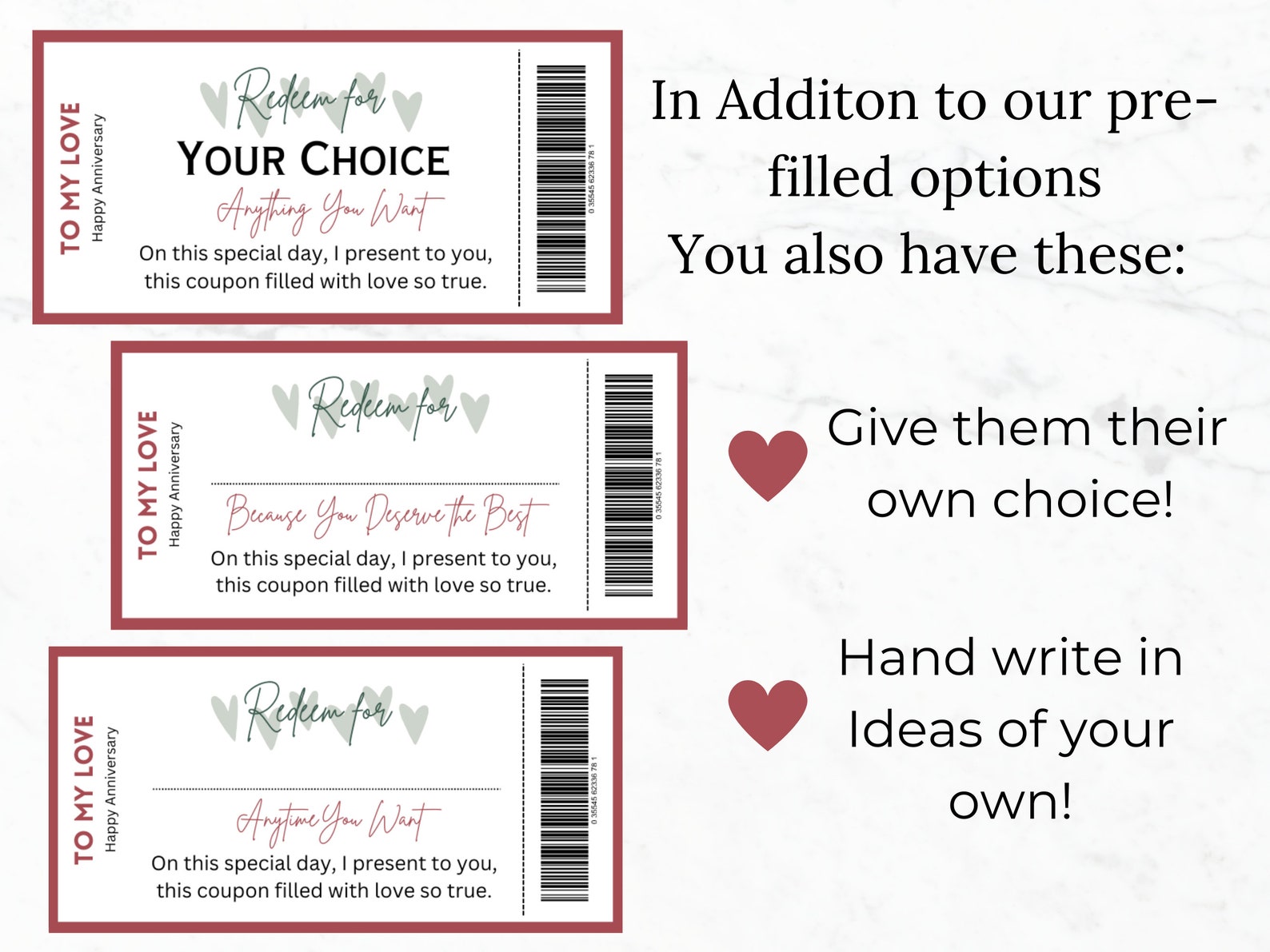 Coupon Book for Her Anniversary Printable Gift Editable Love Coupons ...