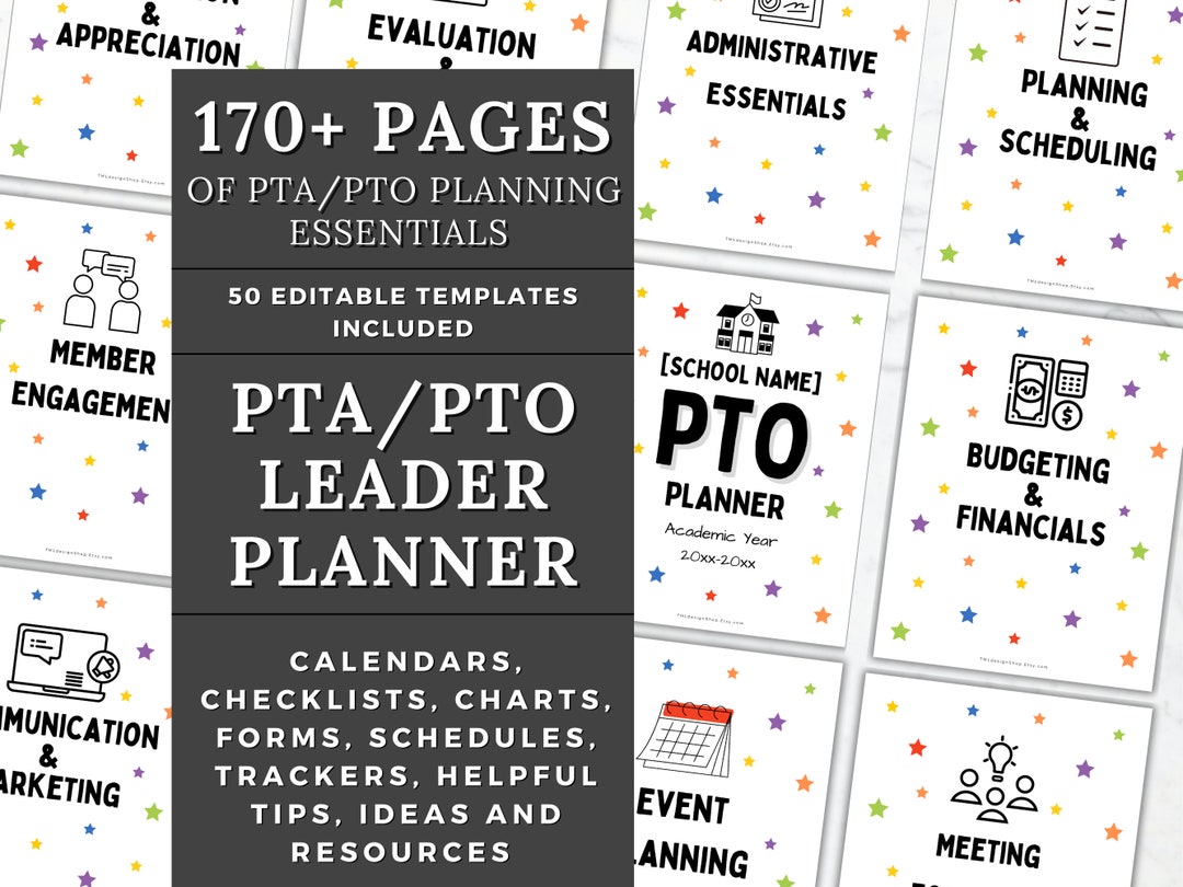 PTO Leader Planner Template PTA President Binder Printable PTO Calendar ...