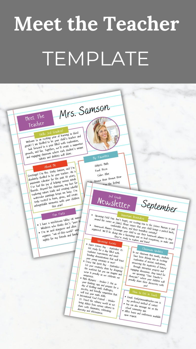 Meet the Teacher Editable Canva Template Class Newsletter - Etsy