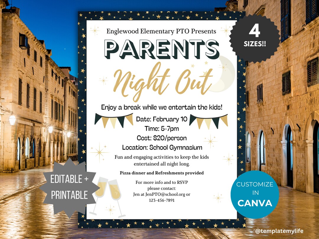 Parents Night Out Church Flyer Fundraiser Template Business Event Flyer ...
