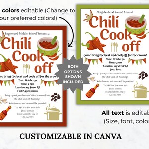 Chili Cook off Flyer Invitation PTO Template Autumn Fundraiser Invite ...