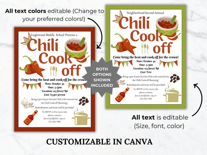 Chili Cook off Flyer Invitation PTO Template Autumn Fundraiser Invite ...