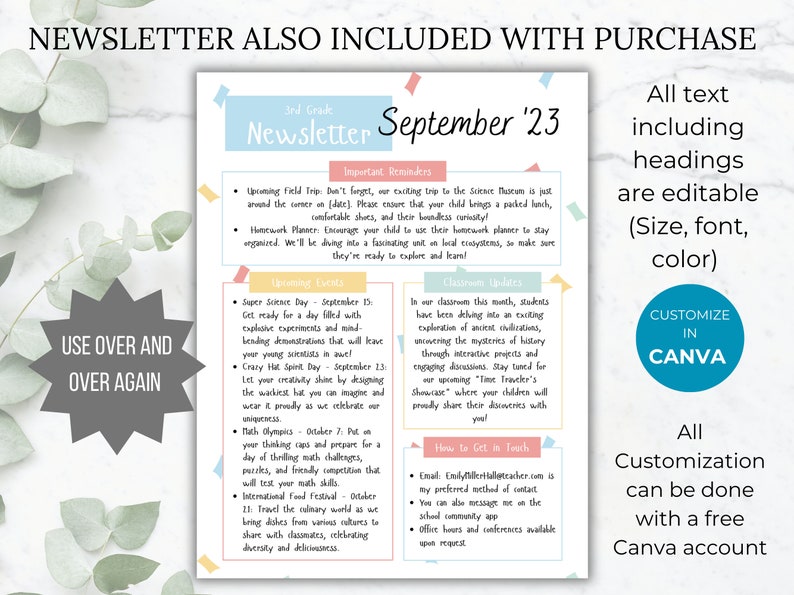 Meet the Teacher Editable Canva Template Class Newsletter - Etsy