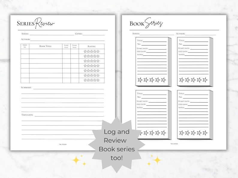 Book Review Bundle Printable Reading Journal Book Series Review Digital ...