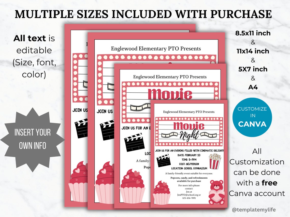 February Movie Night Church Flyer Fundraiser Template Business Event ...
