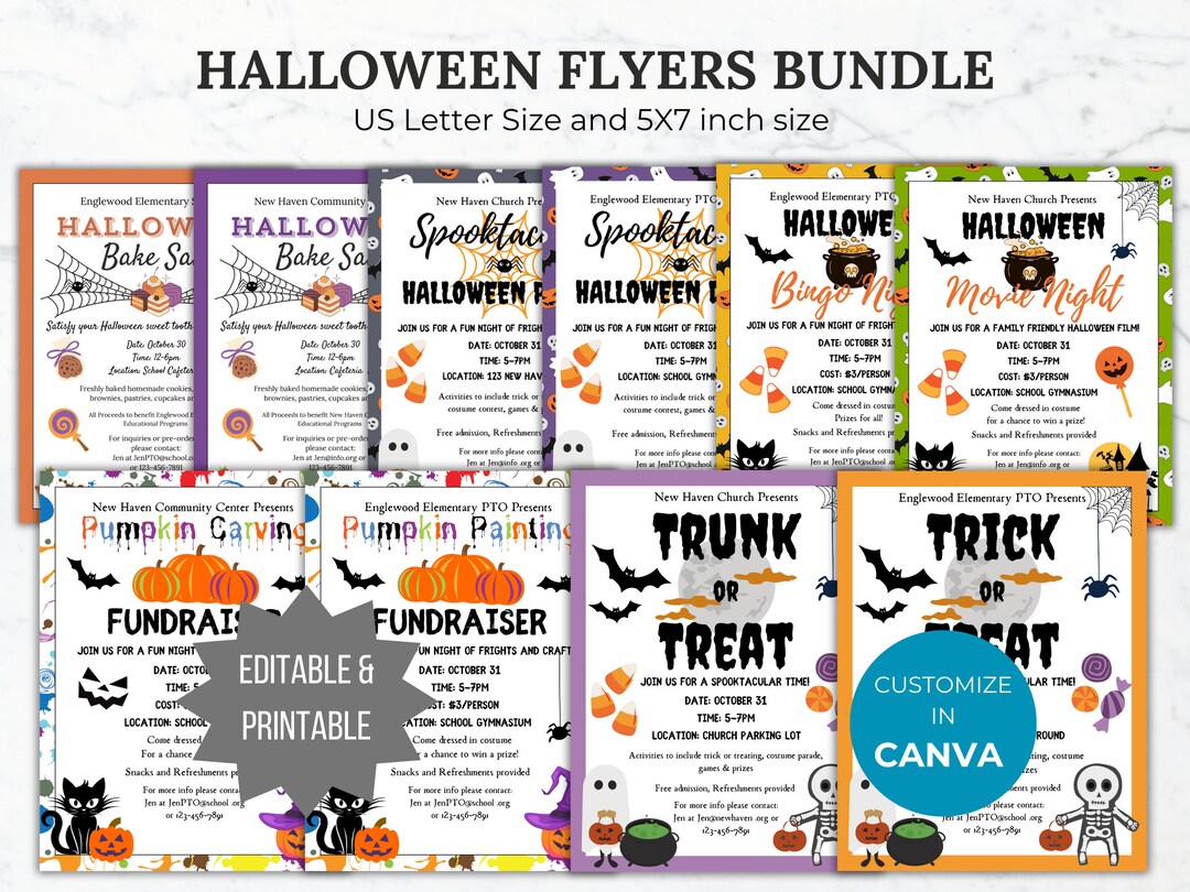 Halloween Fundraiser Flyer Template Bundle Bake Sale Printable School ...