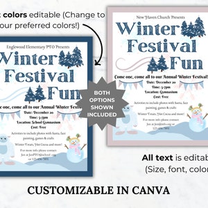 Winter Festival Fundraiser Flyer Invite Template Holiday Charity Event ...