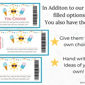 Summer Activities Coupon Book for Kids Birthday Gift Voucher Printable ...