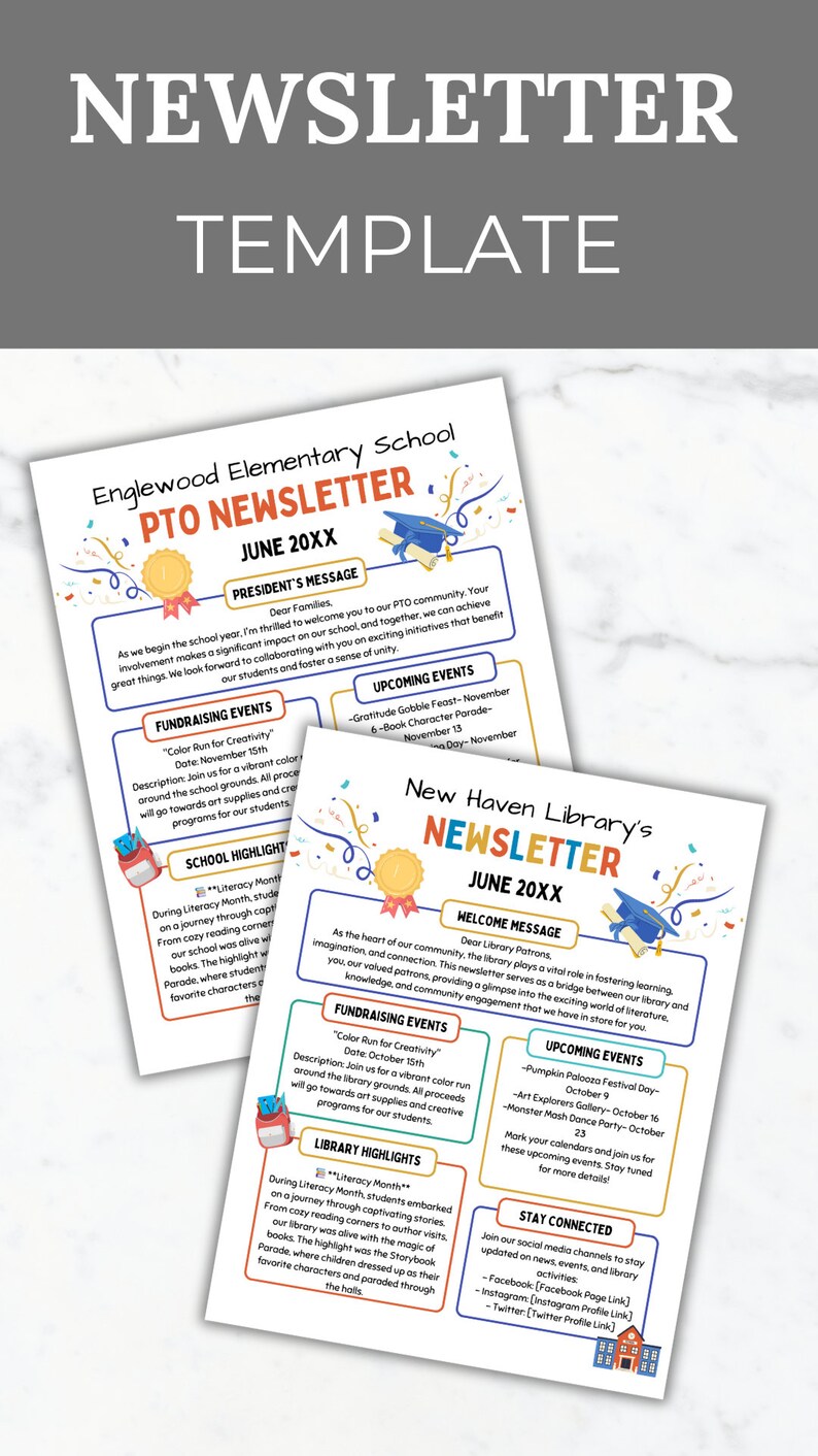 June PTA Newsletter Flyer Printable PTO School Newsletter - Etsy