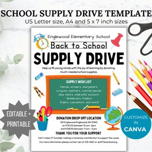 Back to School Supply Drive Flyer Template School Fundraiser Flyer ...