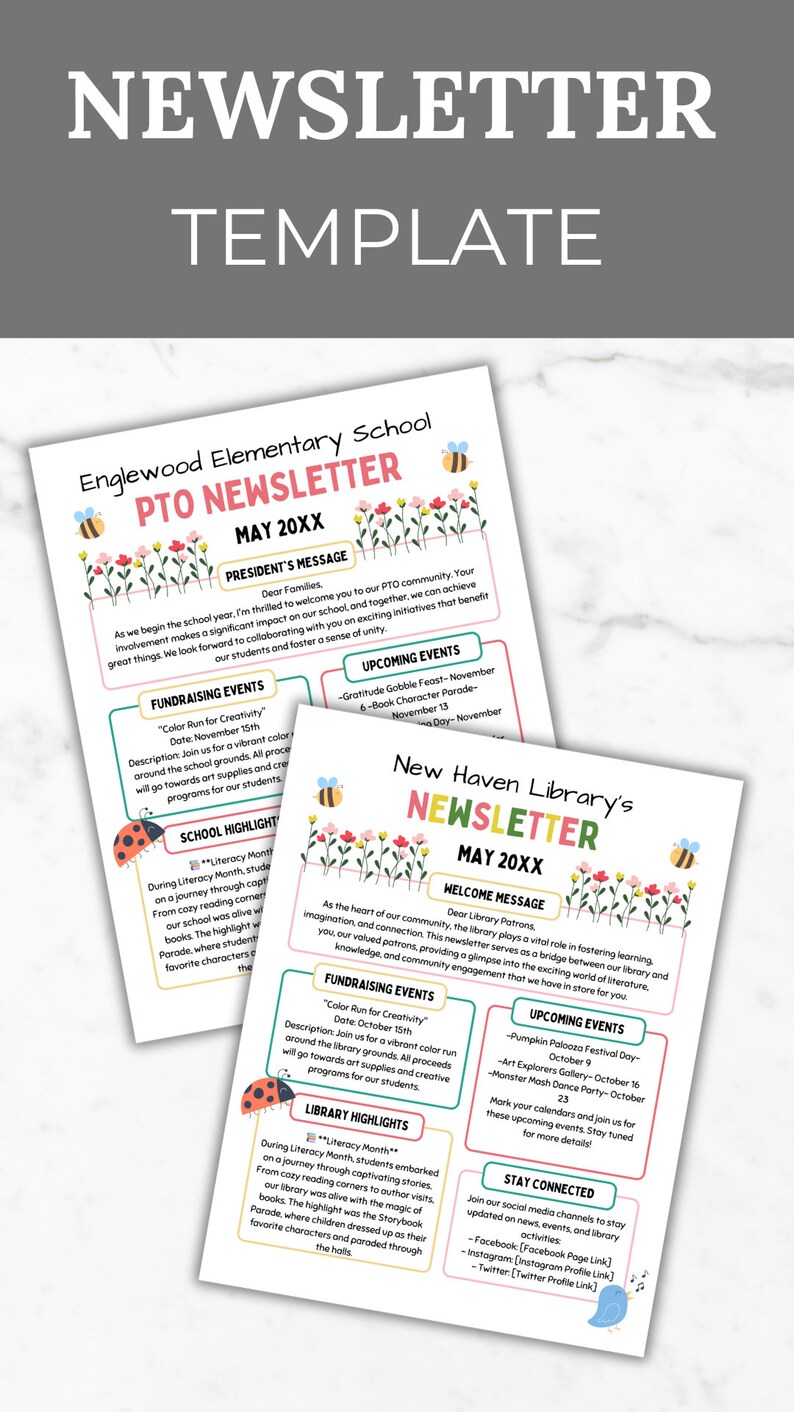 May PTA Newsletter Flyer Printable PTO School Newsletter Flyer - Etsy