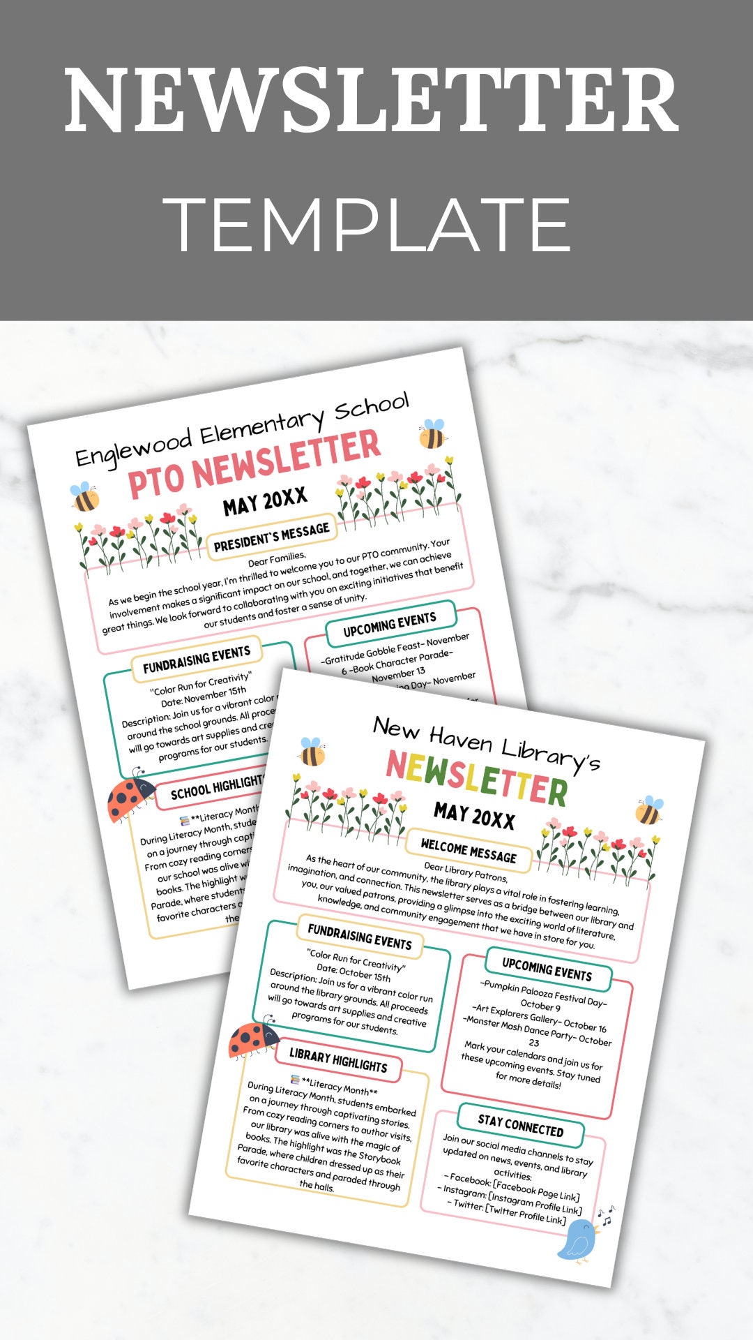 May PTA Newsletter Flyer Printable PTO School Newsletter Flyer - Etsy