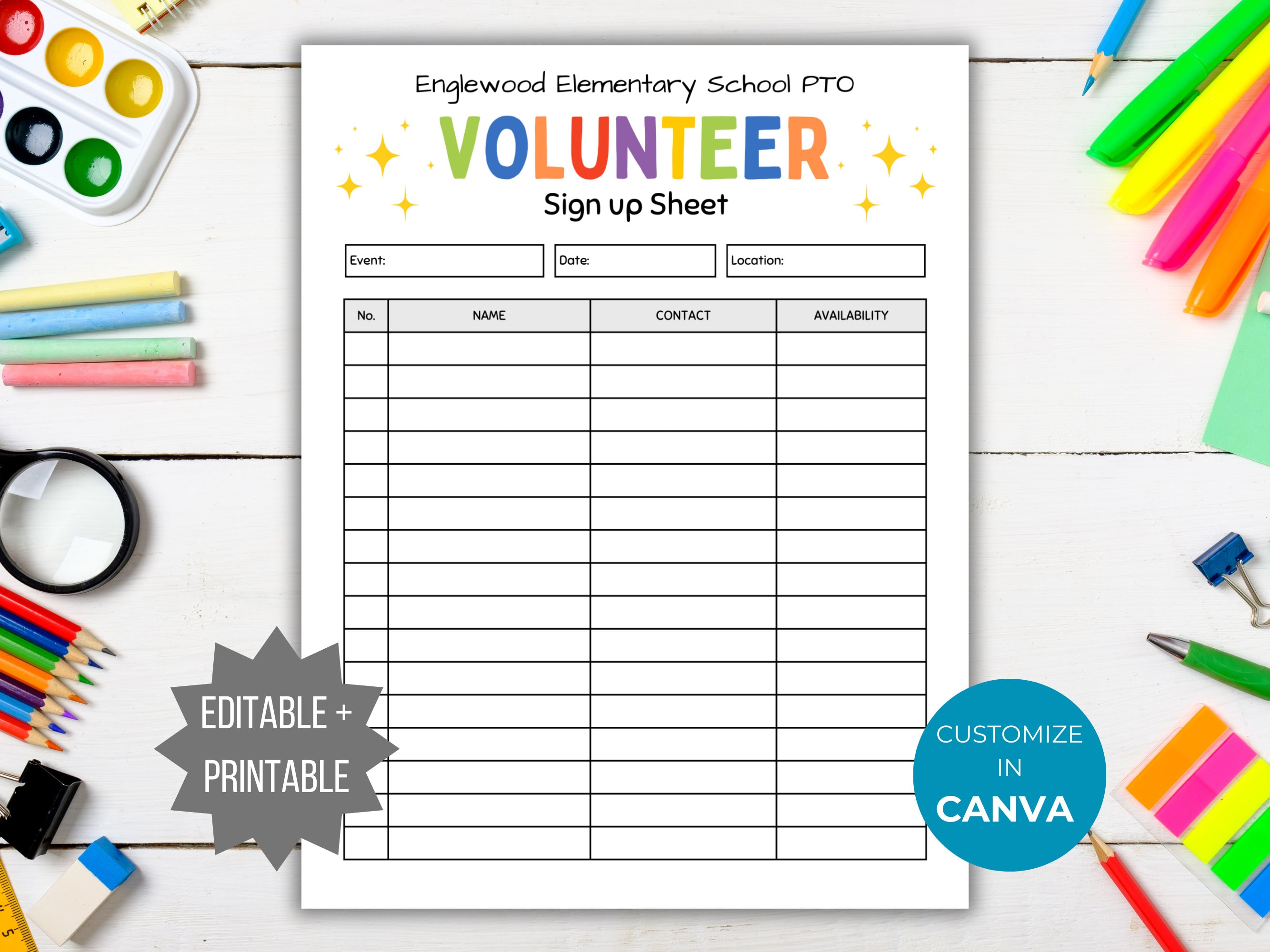 Volunteer In Sign Out Sheet
