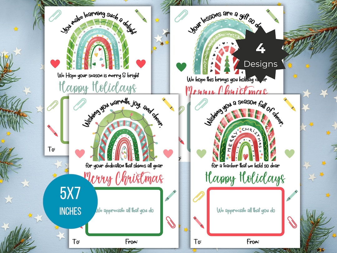 Christmas Teacher Gift Card Holder Printable Teacher Holiday Gift ...