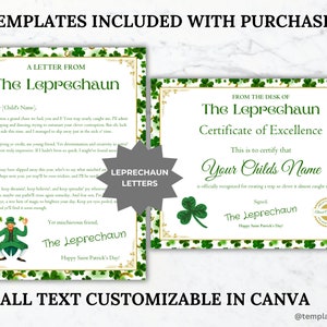 Customizable St Patricks Day Letter Leprechaun Trap Certificate ...