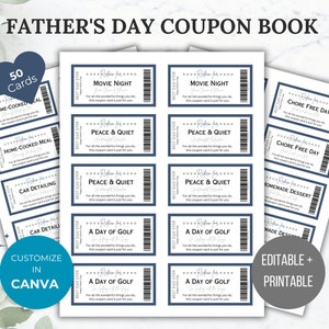 Fathers Day Printable Coupons Last Minute Gift Printable for - Etsy