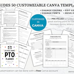 Printable PTA President Planner PTO Template Editable PTA Forms Binder ...