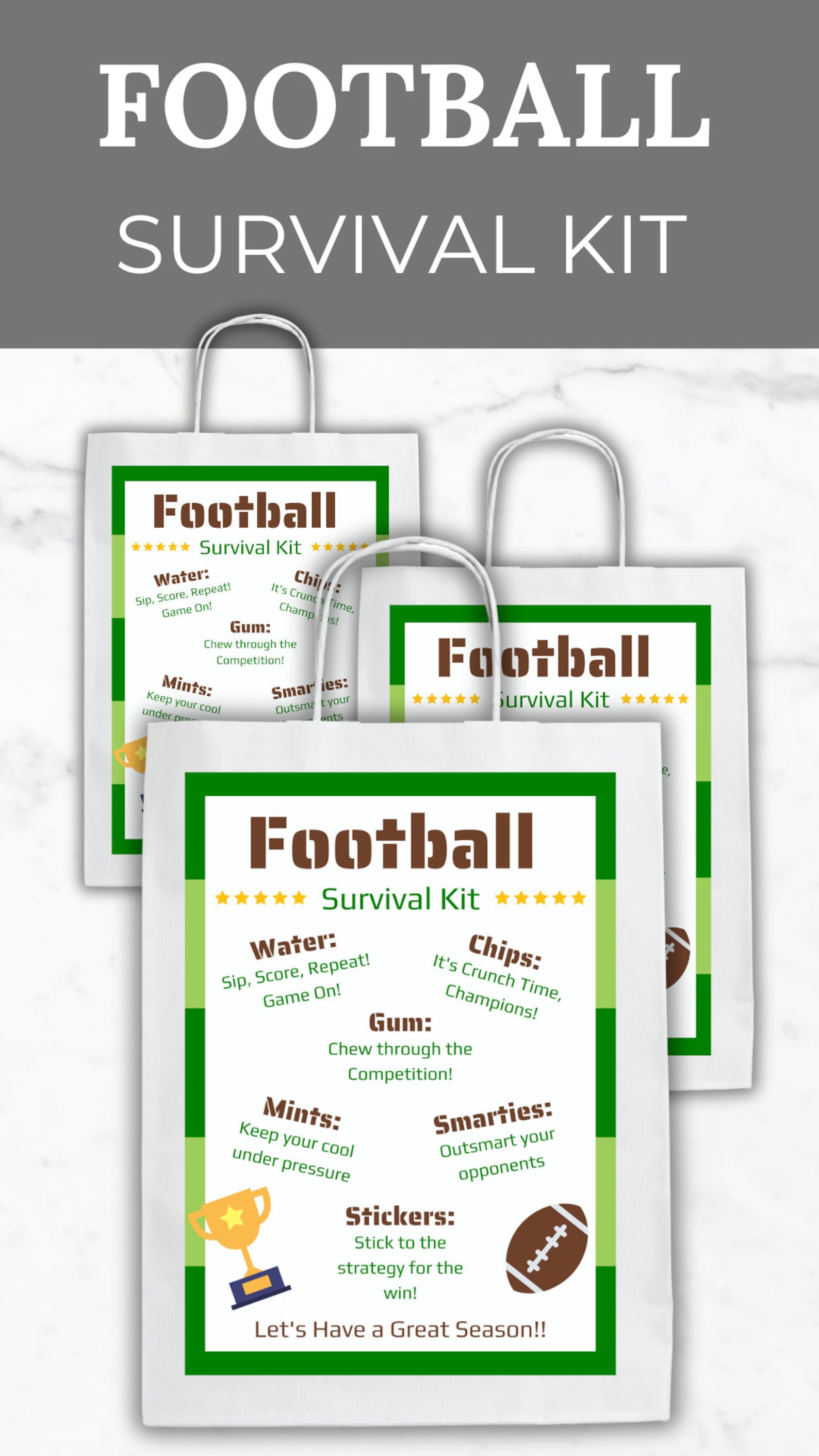 Football Survival Kit Editable Template Football Team Gift Printable ...