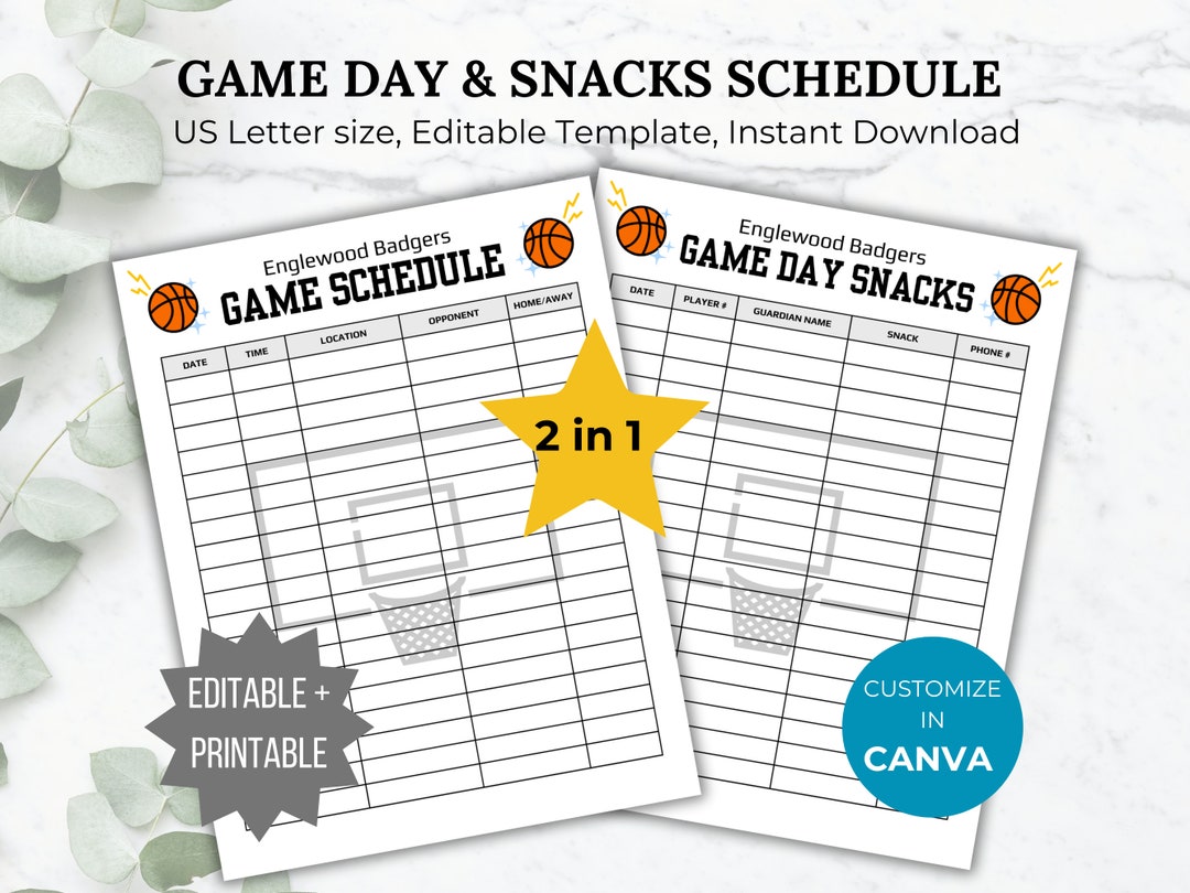 Basketball Game Schedule Template Basketball Snack Sign up Basketball ...