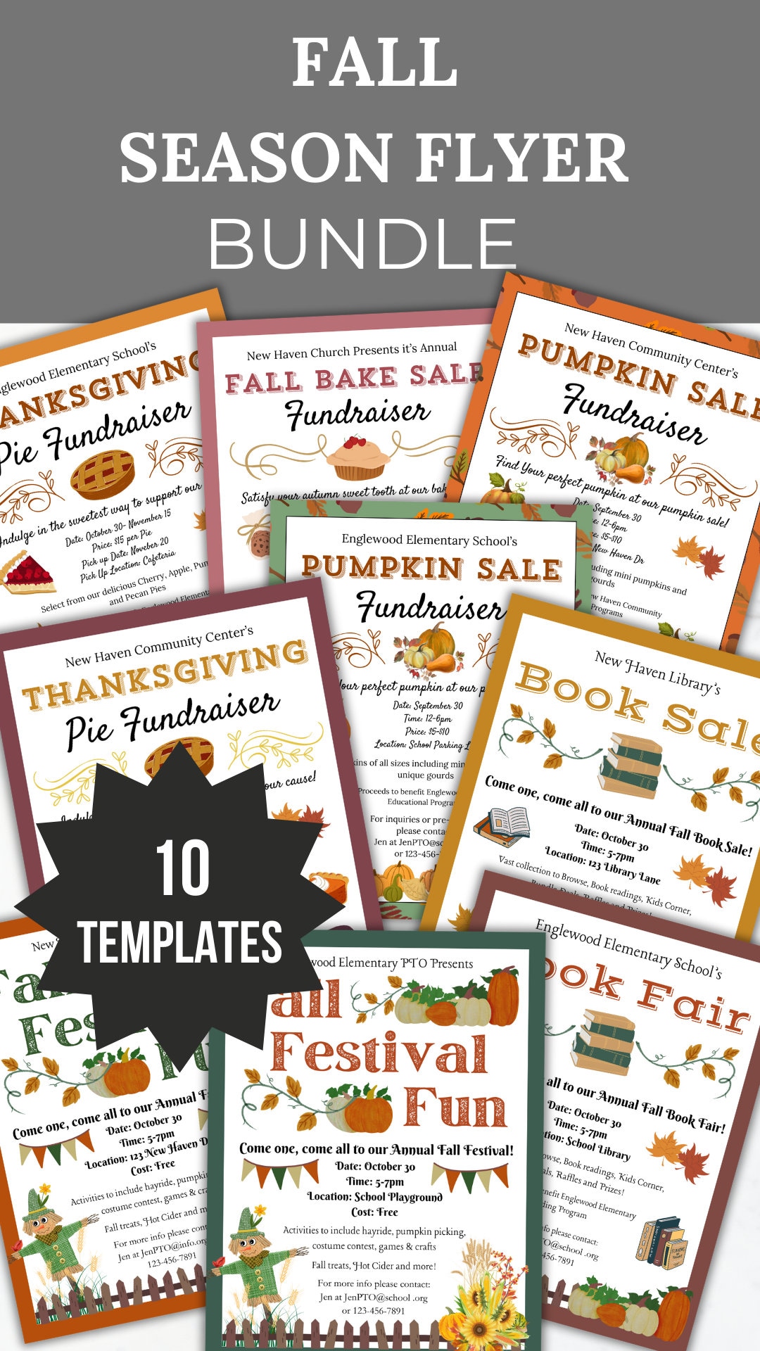 Fall Fundraiser Flyer Editable Template Bundle Bake Sale Printable ...