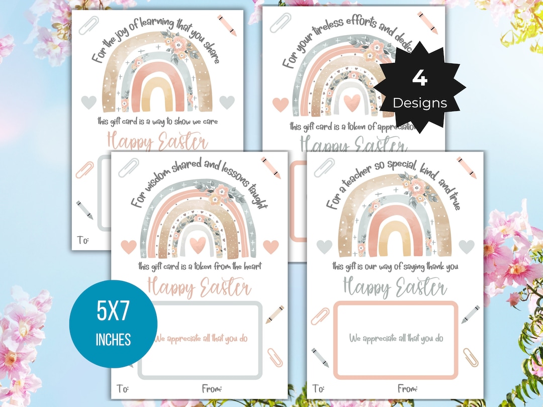 Easter Teacher Gift Card Holder Printable Teacher Appreciation Gift for ...