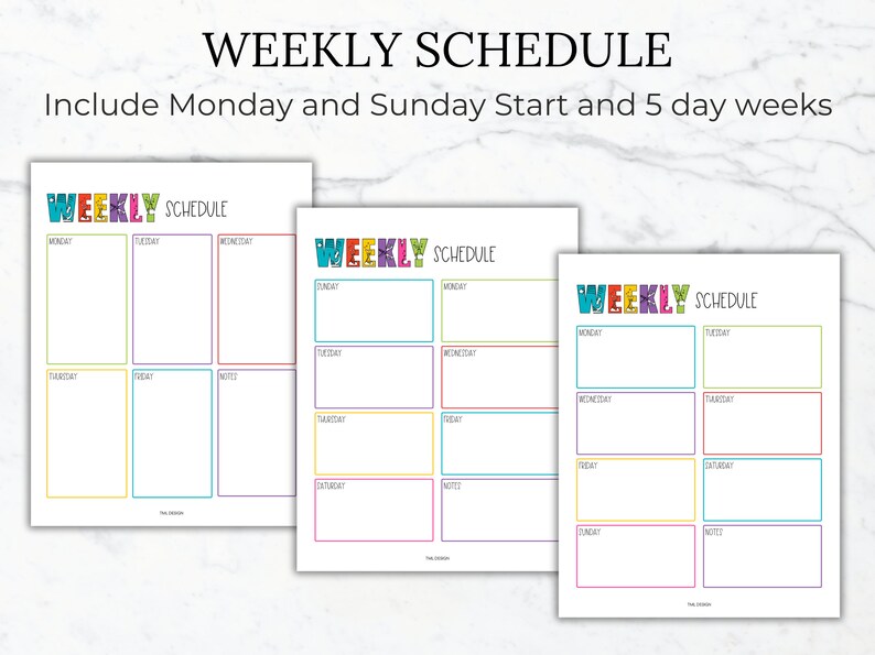 Kids Daily and Weekly Schedule Printable Bundle Kids Schedule - Etsy