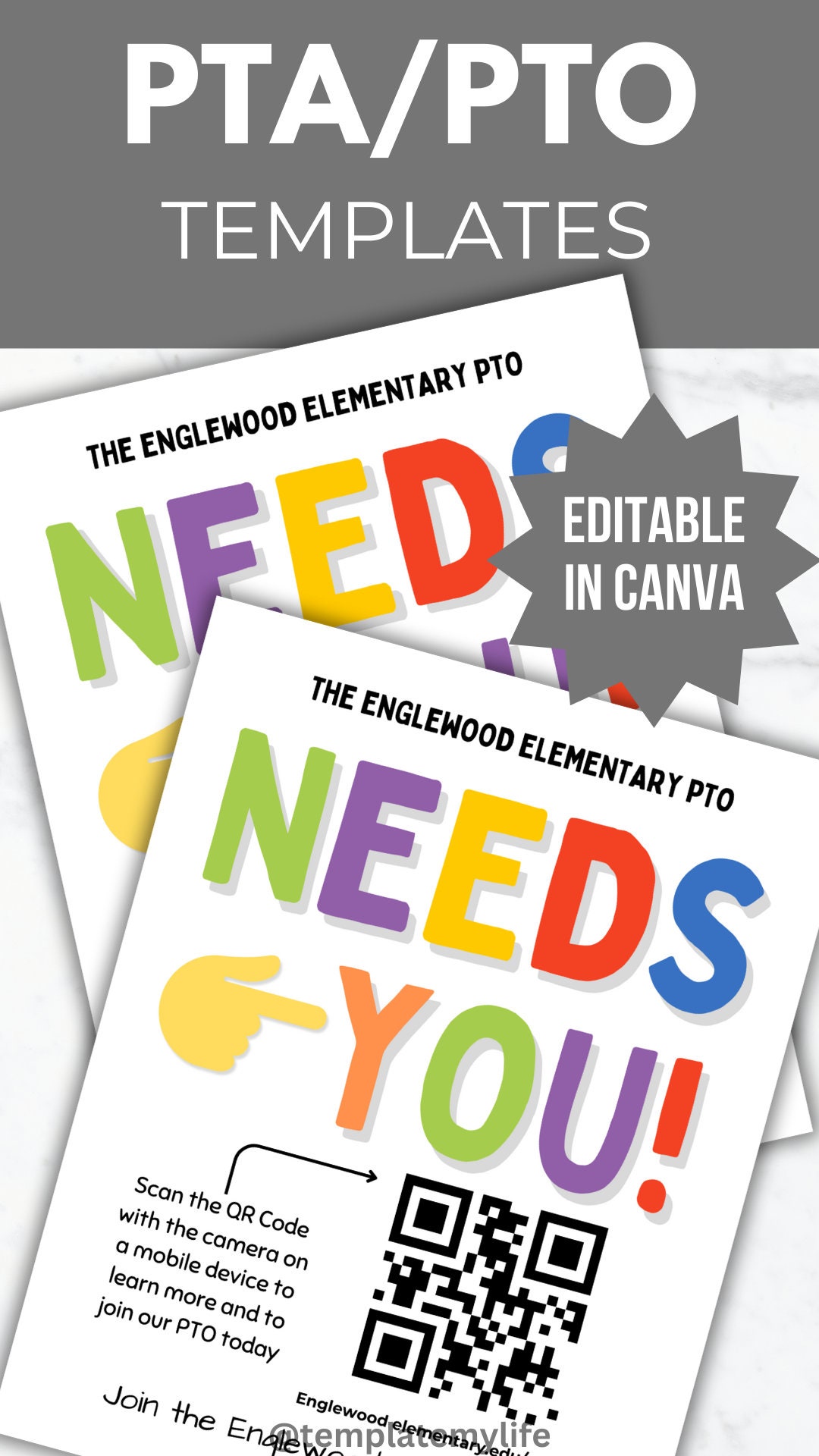 Join the PTA QR Code Flyer Join the PTO Recruitment Template Editable ...