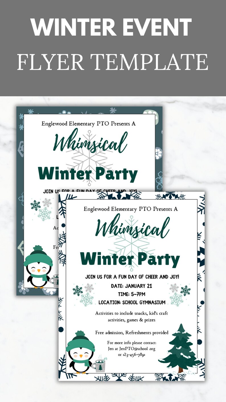Winter Party Invite Flyer Winter Invitation Template Pto Winter ...