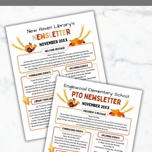 PTA Thanksgiving Newsletter Flyer Printable PTO School Newsletter ...