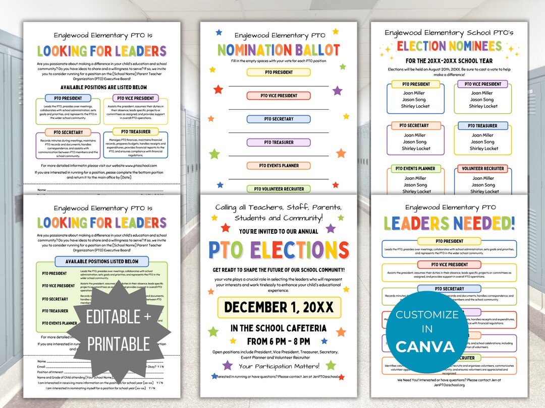PTO PTA Election Templates Bundle PTA Election Flyer Pto Voter ...