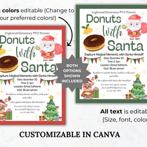 Donuts With Santa Christmas Fundraiser PTO Template Holiday Fundraising ...