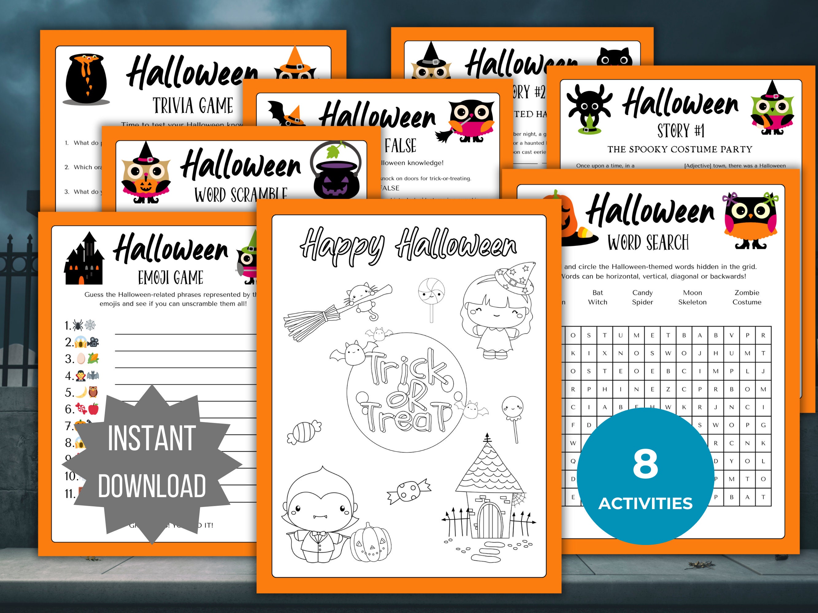Halloween Printable Games for Kids Halloween Activity for - Etsy