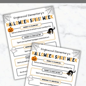 Halloween Spirit Week Flyer Printable PTO School Spirit Flyer Editable ...