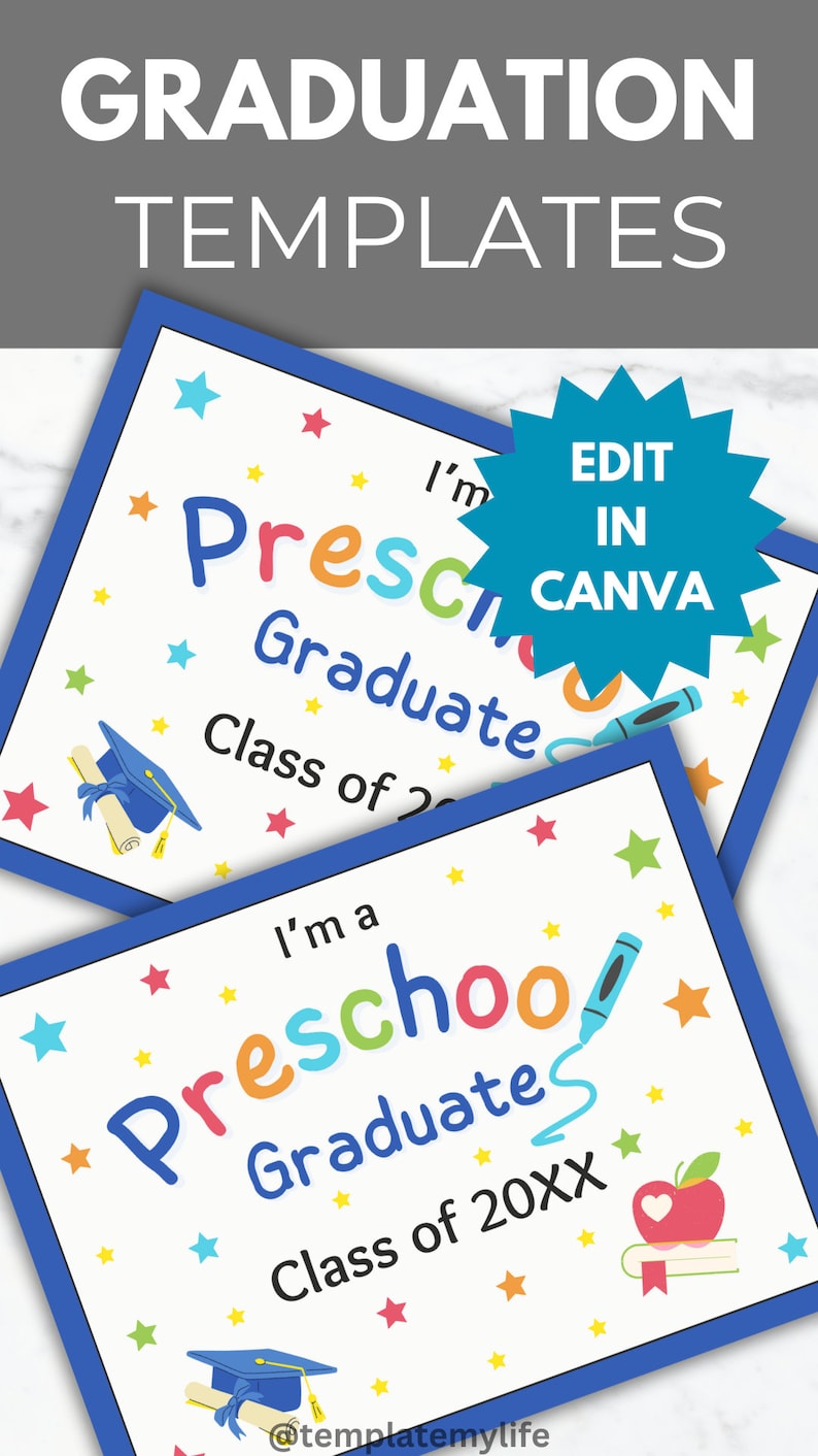 Editable Preschool Graduation Sign Template Last Day of Preschool ...