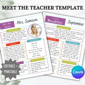 Meet the Teacher Editable Canva Template Class Newsletter - Etsy