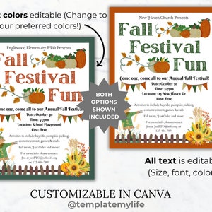 Fall Festival Flyer Invitation PTO Template Harvest Festival Invitation ...