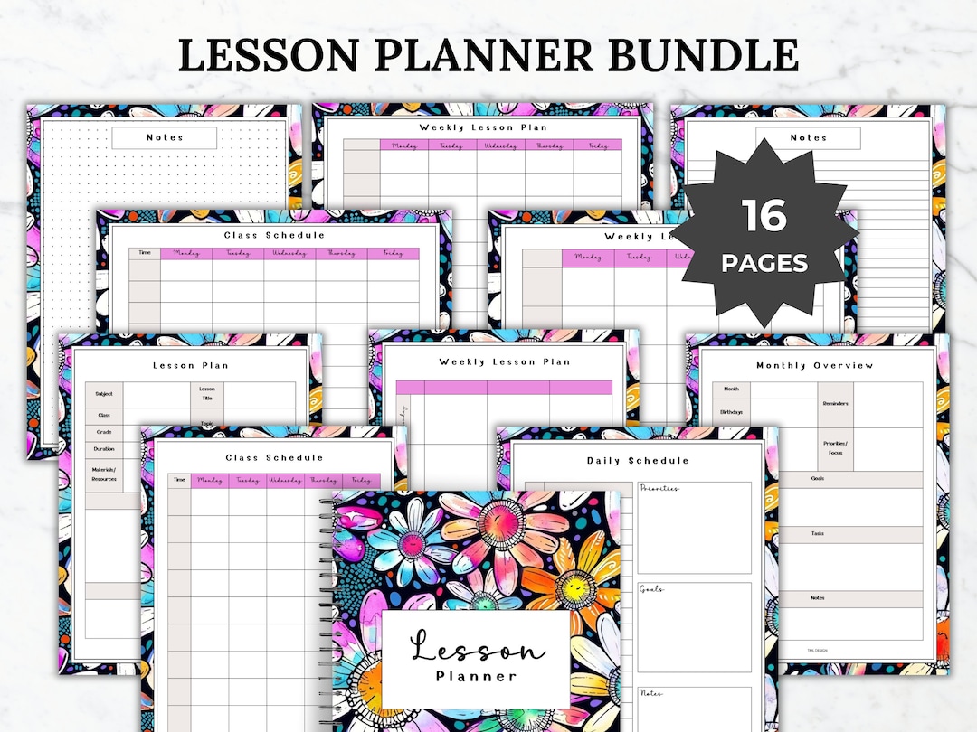 Lesson Planner Printable Teacher Lesson Plan Bundle Class Schedule ...