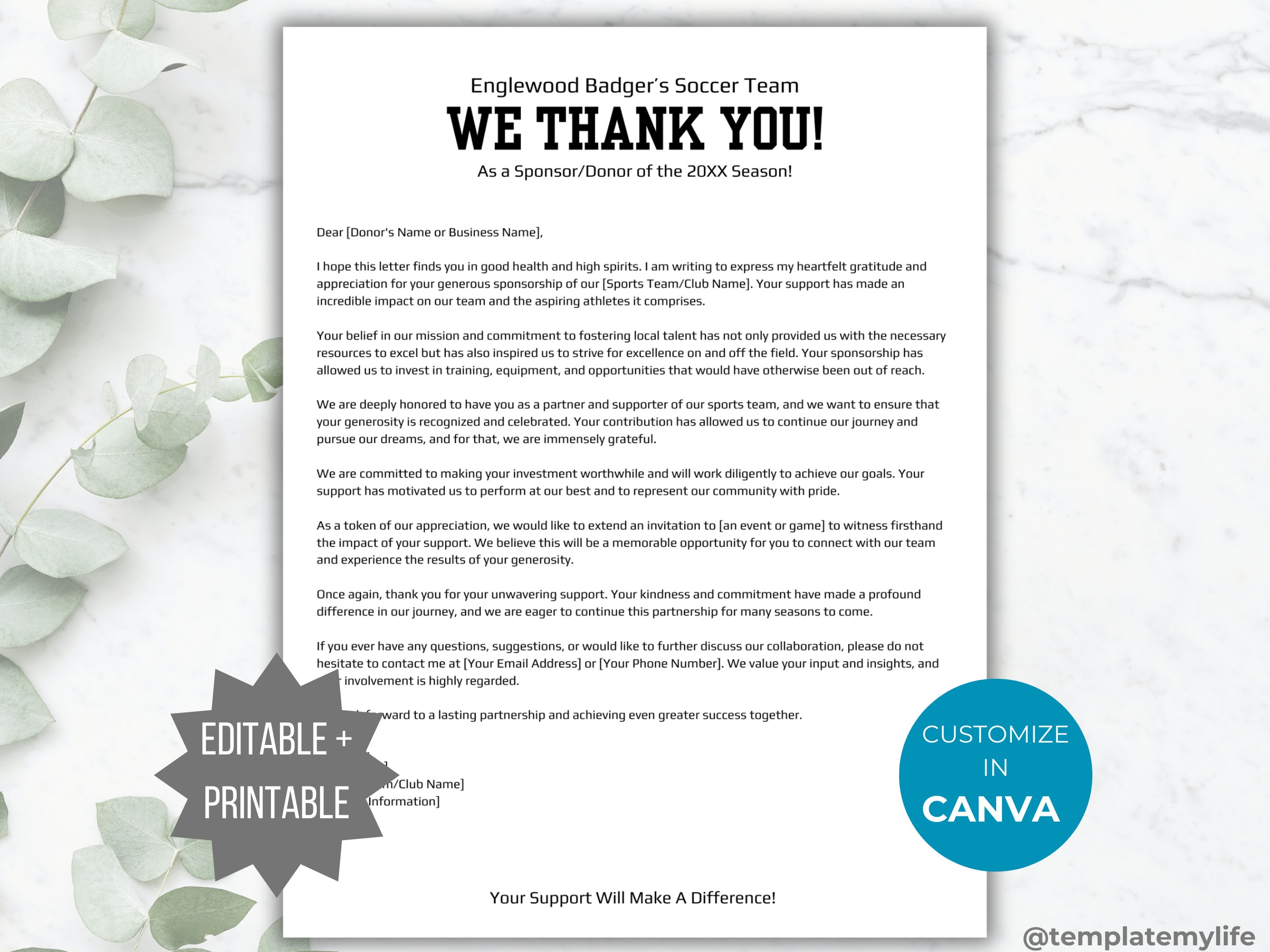 Thank You Letter Format Donation Free Word Template: Thank Those Who