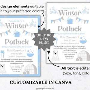 Winter Potluck Flyer Template Potluck Invitation Flyer Neighborhood ...