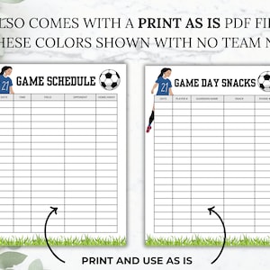 Soccer Game Schedule Template and Soccer Snack Sign up Bundle Team Mom ...