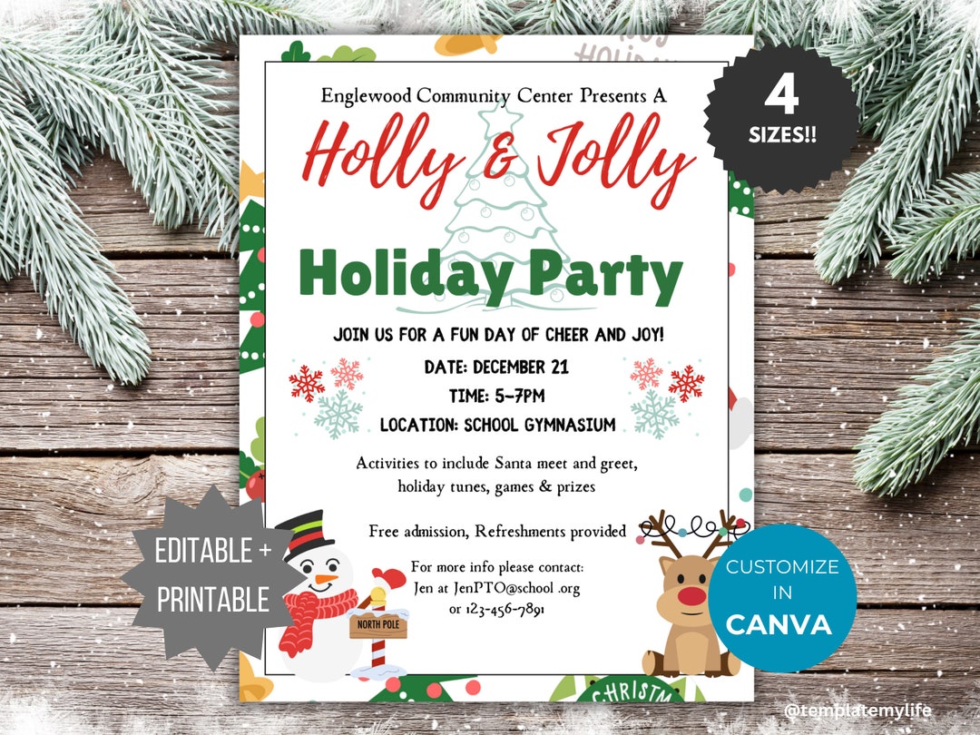 Holiday Party Invitation Template Holiday Invitation Editable Christmas ...